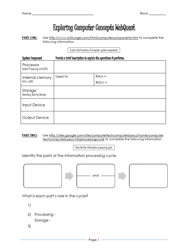 Computer Concepts WebQuest-2 | PDF | Computer Data Storage | Input/Output