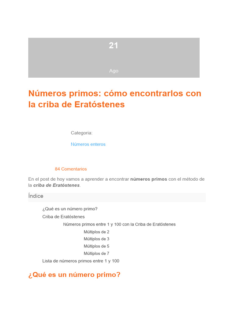 Numeros Primos info | PDF | Número primo | Multiplicación