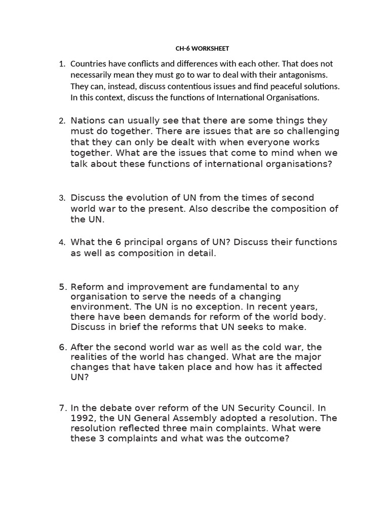 Ch 6 Worksheet | PDF