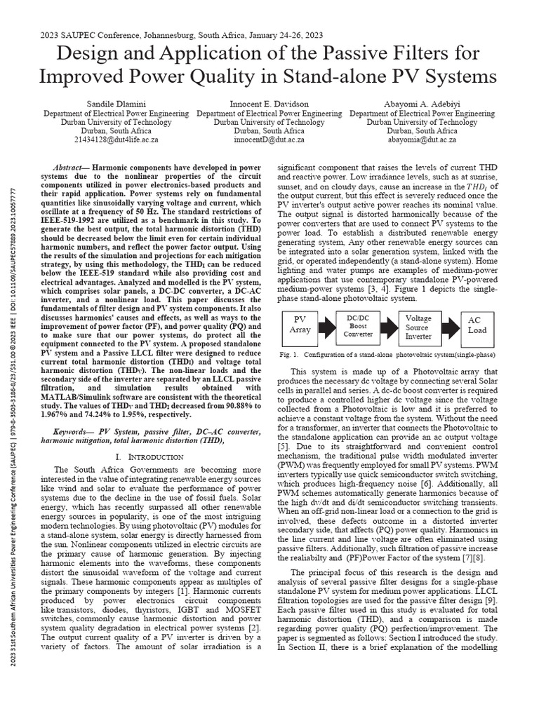Passive Filters for PV Systems | PDF | Power Inverter | Photovoltaic System