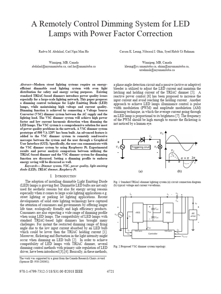A Remotely Control Dimming System For LED Lamps With Power Factor ...