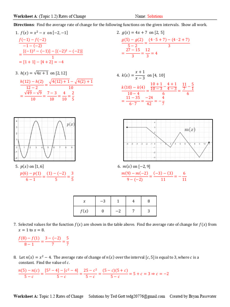 Rates Of Change Worksheet Quiz & Worksheet Constant & Varying Rates