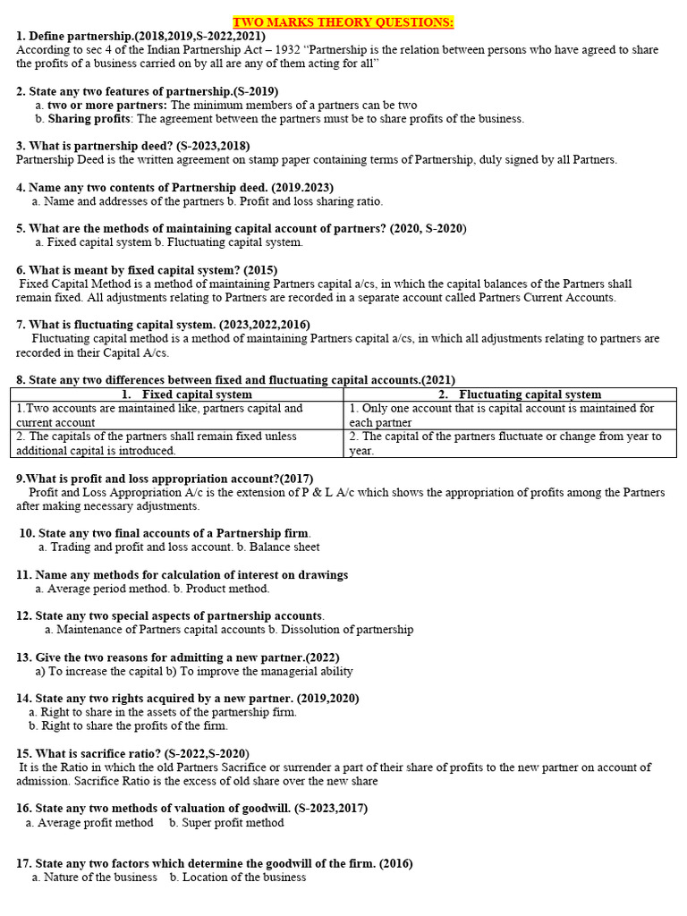Ac theory First Test 2024 | PDF | Goodwill (Accounting) | Partnership