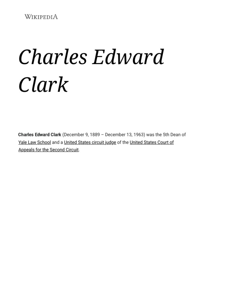Charles Edward Clark - Wikipedia | PDF | Judiciaries | Courts