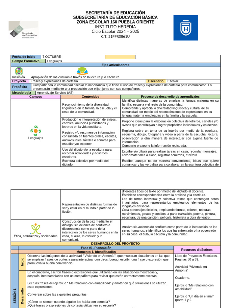 Plan Octubre 1° | PDF | Comunicación | Escritura