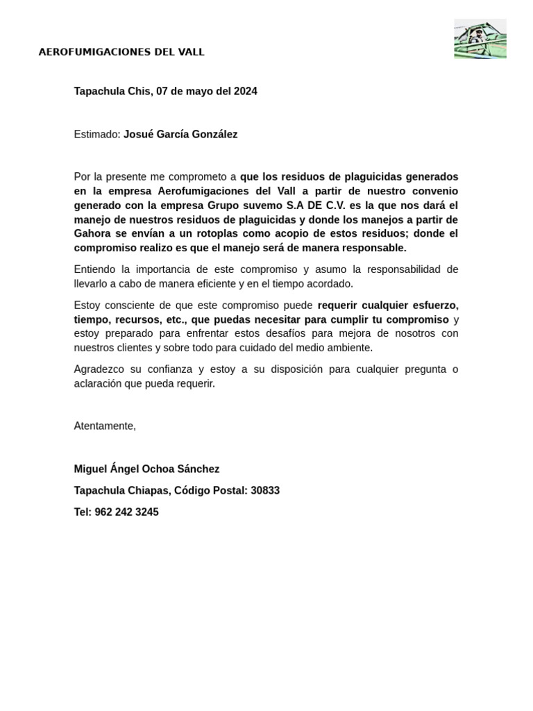 Carta de Compromiso General | PDF