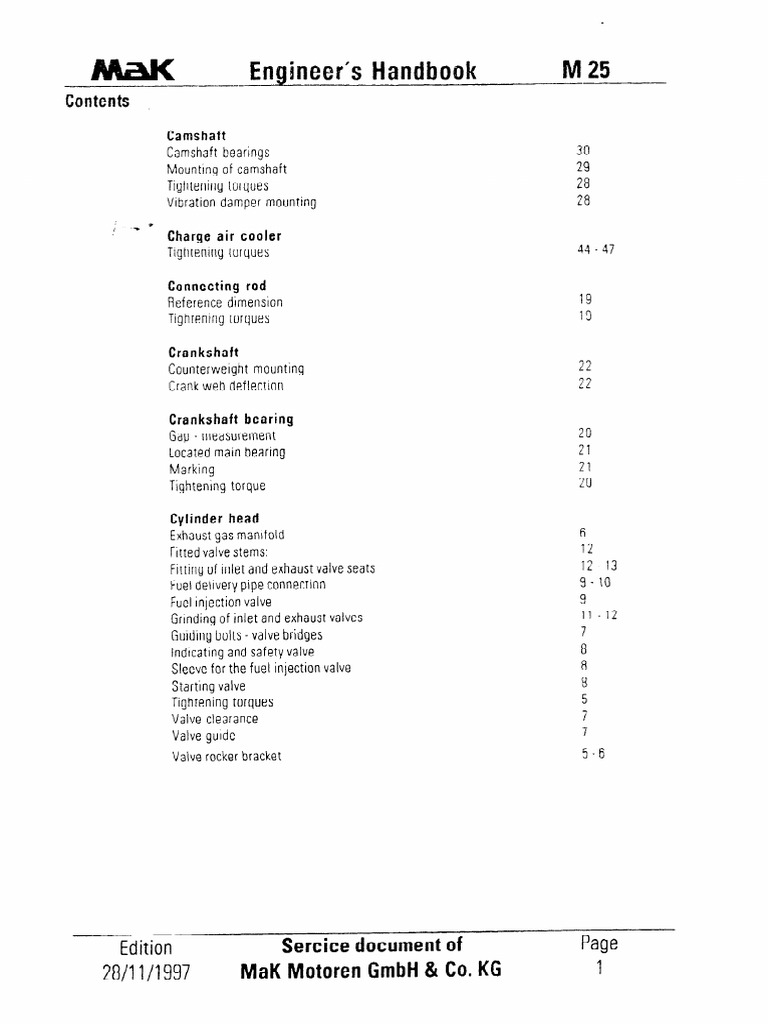 MaK - M25 Engineers Handbook | PDF | Valve | Piston