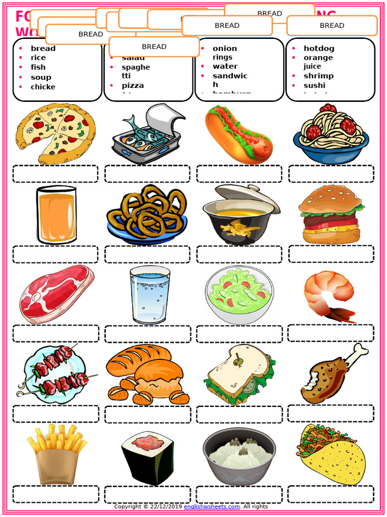 Food & Drink Vocabulary Worksheet | PDF