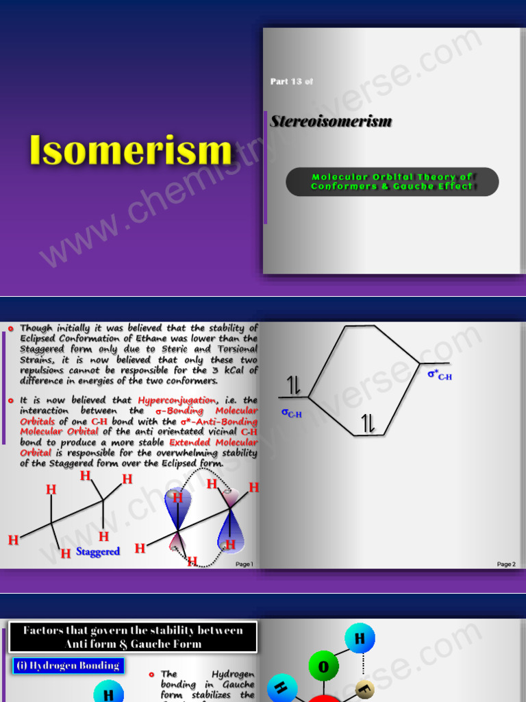 Isomersim Part 13 Molecualr Orbital Theory of Conformers & Gauche | PDF ...