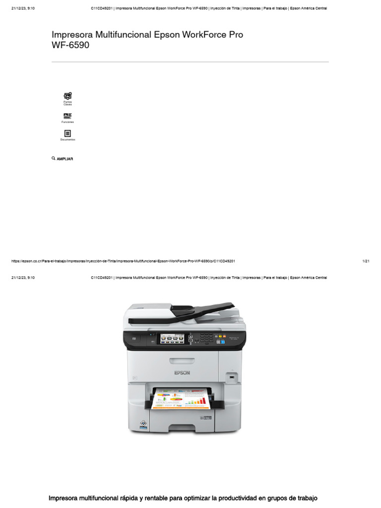 C11CD49201 - Impresora Multifuncional Epson WorkForce Pro WF-6590 ...