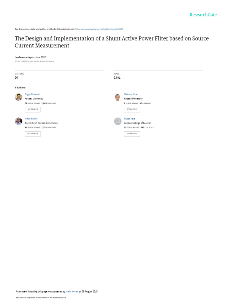 TheDesignandImplementationofaShuntActivePowerFilterbasedonSourceCurrentMeasurement | PDF | Phase ...