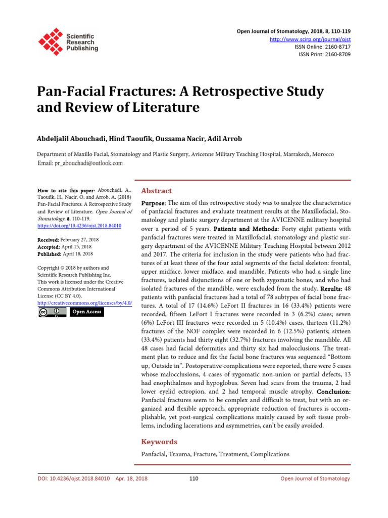 Pan-Facial Fractures A Retrospective Study and Rev | PDF | Clinical ...