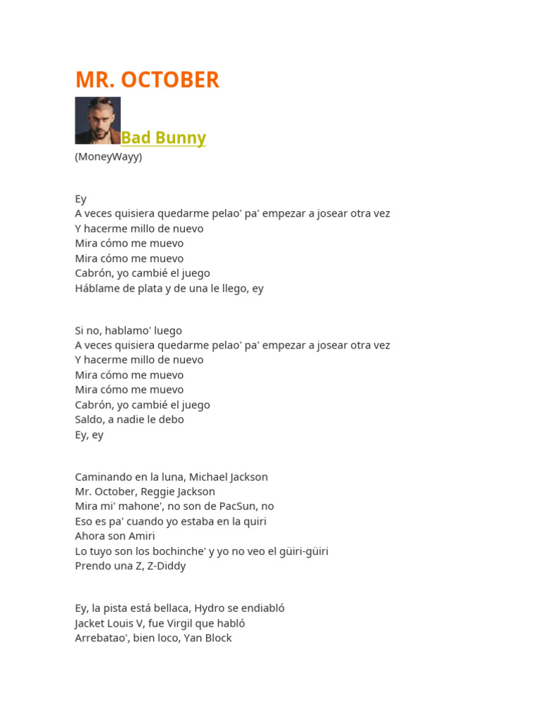 Mr. October: Bad Bunny | PDF