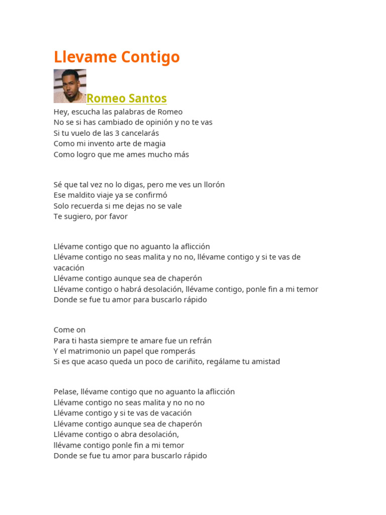 Llevame Contigo | PDF