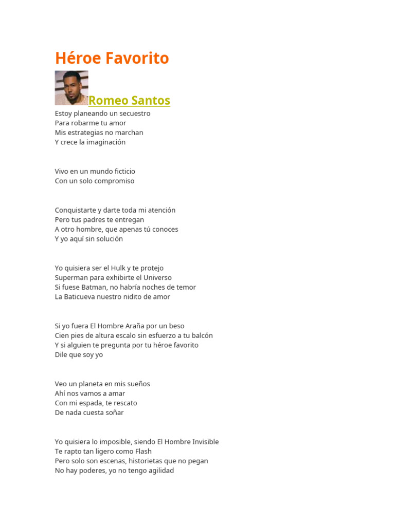 Héroe Favorito: Letra y Significado | PDF