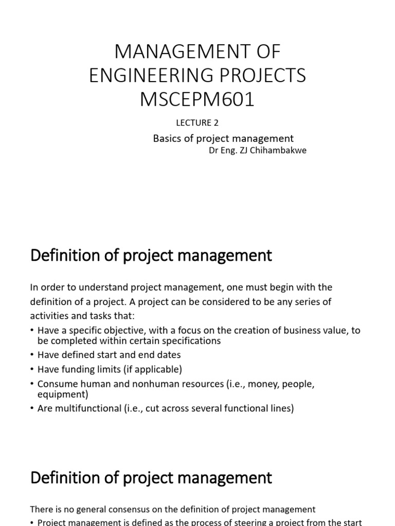 Lecture 2 Basics of Project Management | PDF | Project Management | Business
