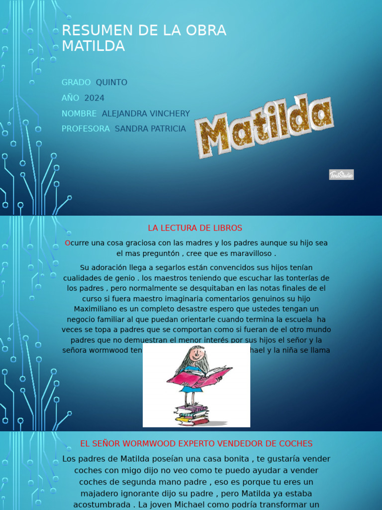 Resumen de Matilda Maria Alejandra Vinchery | PDF