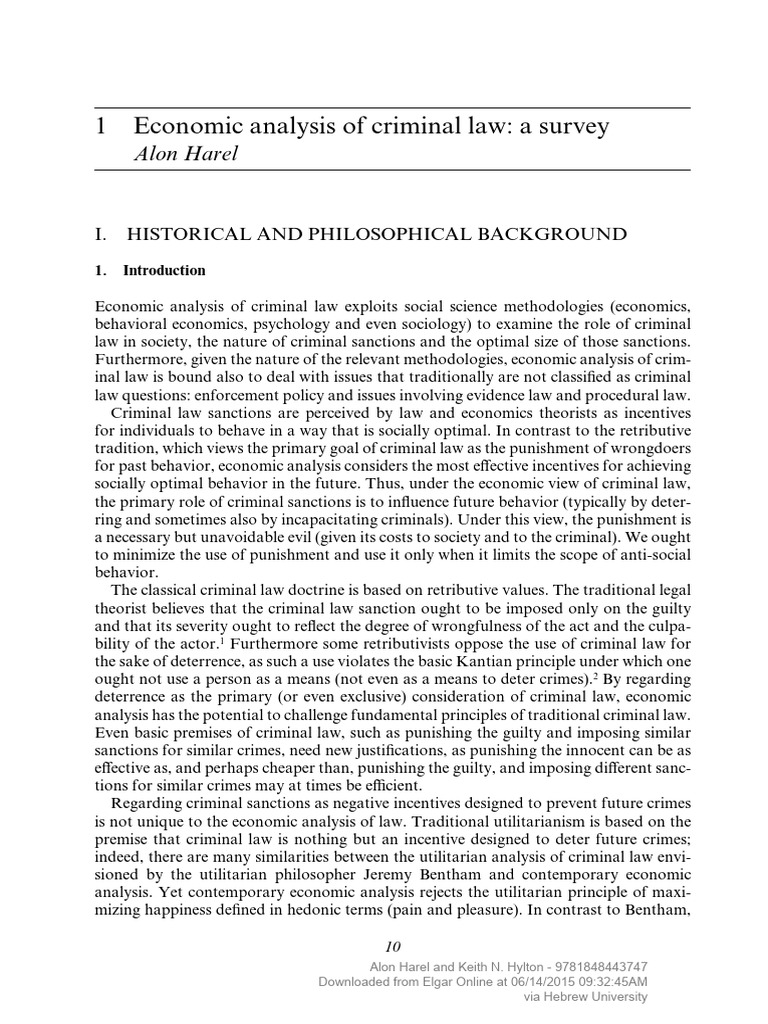 Economic Analysis of Criminal Law A Surv | PDF | Crimes | Crime & Violence
