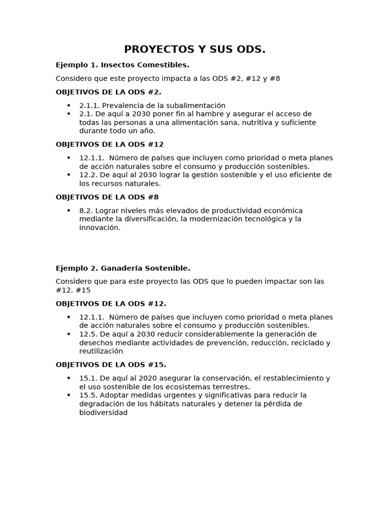 PROYECTOS Y SUS ODS (1) | PDF