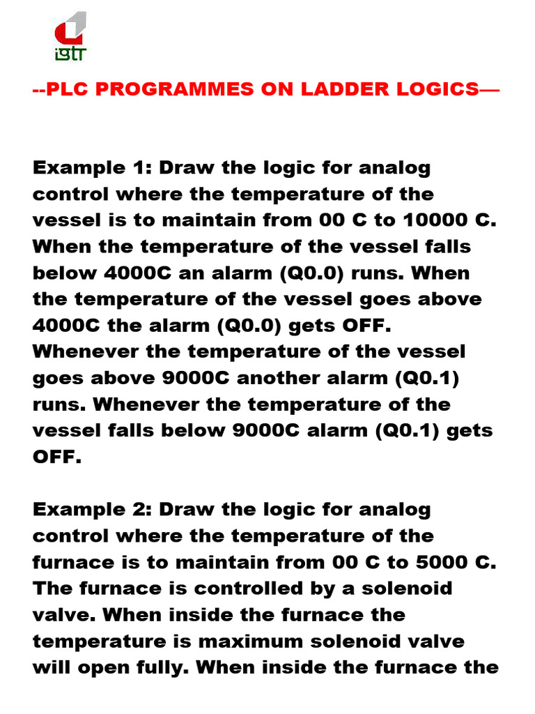 PLC Ladder Logic for Analog Control | PDF