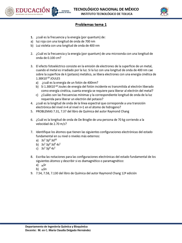 Problemas Tema 1 | PDF