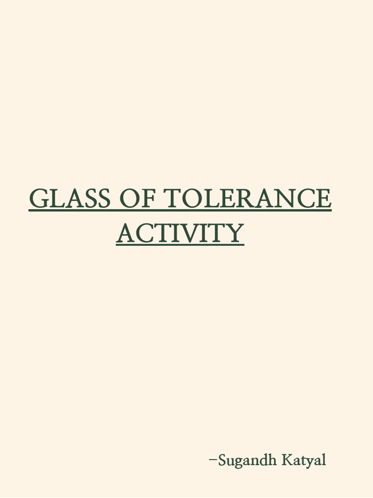 BS309 Module 7 Glass of Tolerance Activity | PDF