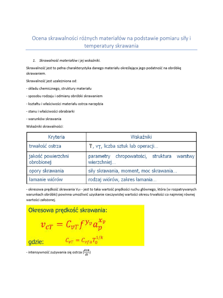 Ocena Skrawalności [L] | PDF