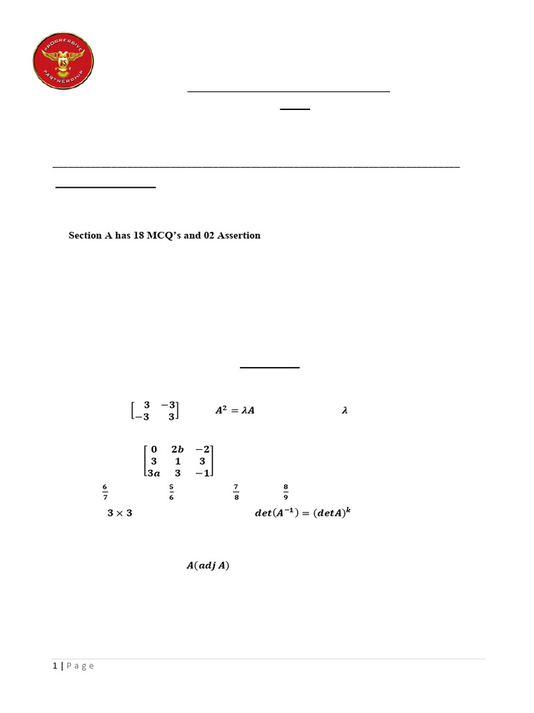CLASS XII MATHS SETB | PDF | Function (Mathematics) | Matrix (Mathematics) CLASS XII MATHS SETB | PDF | Function (Mathematics) | Matrix (Mathematics)