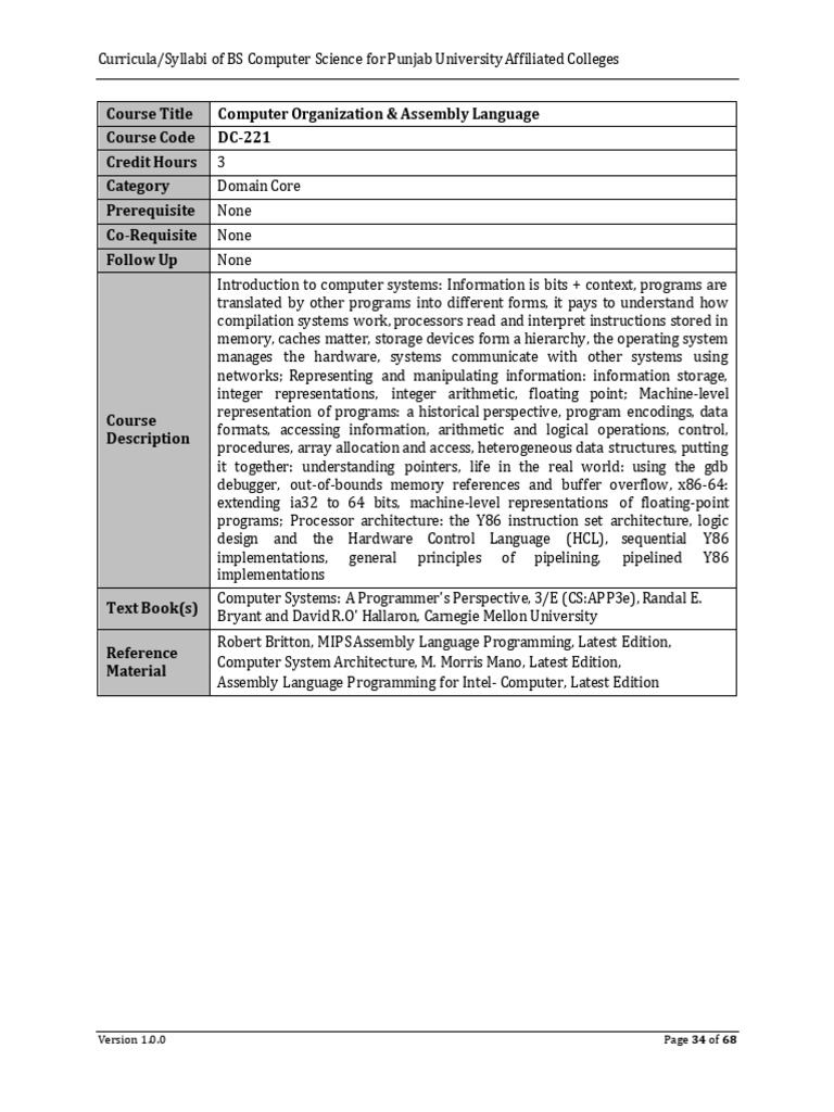 DC-221 (Computer Organization & Assembly Language) | PDF