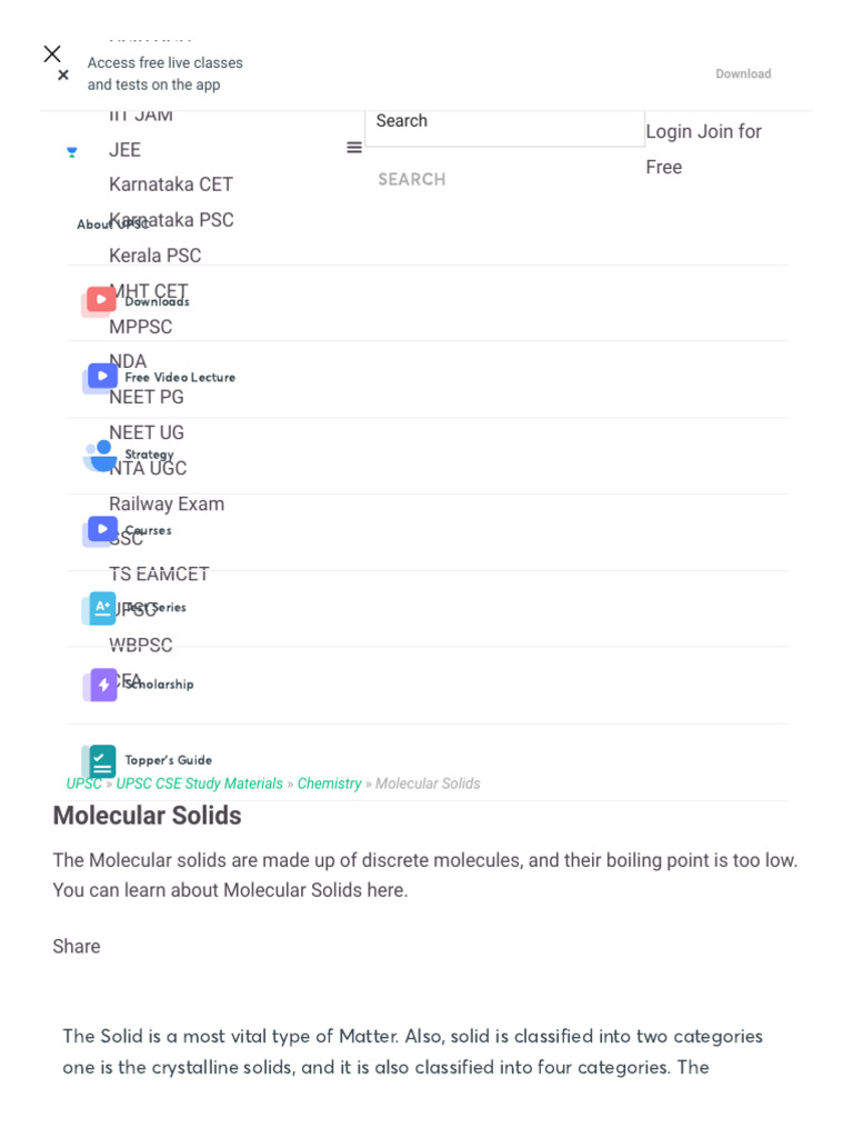 Molecular Solids | PDF | Chemical Polarity | Molecules