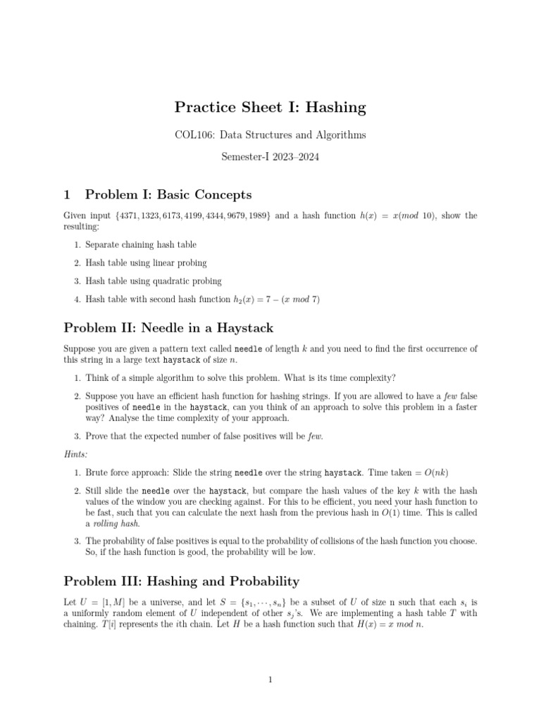 Hashing_Practice_Problems_Hints | PDF | Computer Programming | Applied ... Hashing_Practice_Problems_Hints | PDF | Computer Programming | Applied ...