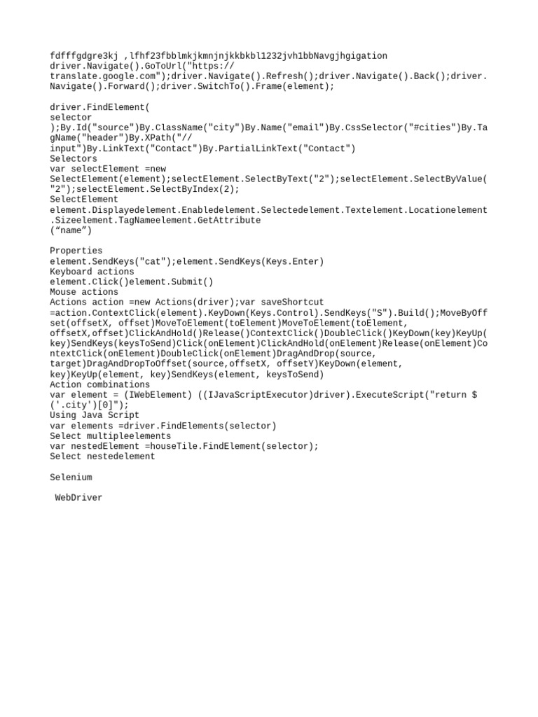 Selenium WebDriver Navigation and Actions | PDF