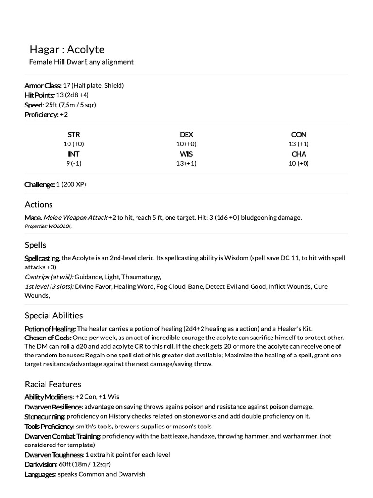 RPG Tinker - D&D 5e NPC Generator | PDF