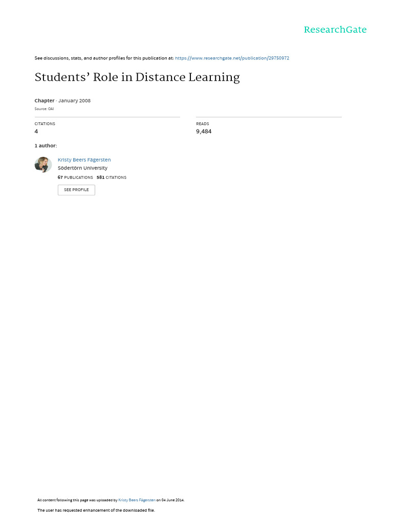 Students Role in Distance Learning | PDF | Learning | Distance Education