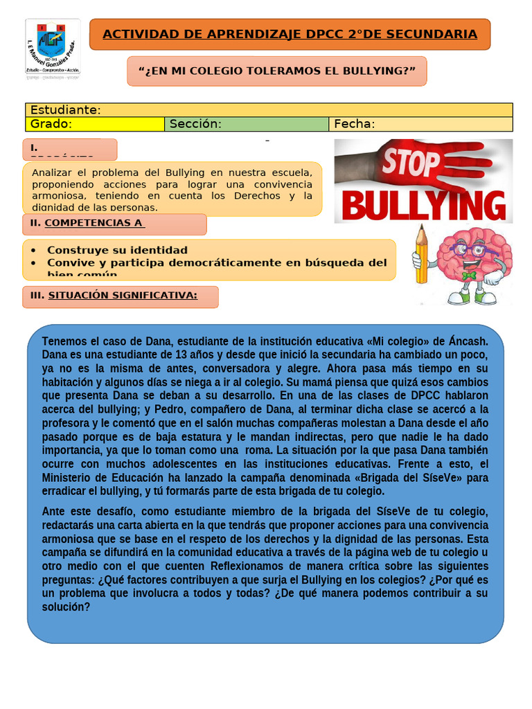 Evaluación Diagnóstica Estudiante DPCC Segundo | PDF | Escuelas