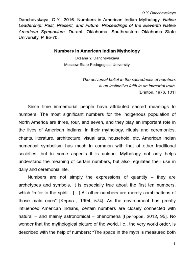 Numbers in American Indian Mythology | PDF | Native Americans In The ...