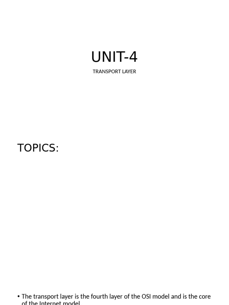 Unit-4 Transport Layer | PDF | Transmission Control Protocol | Port (Computer Networking)