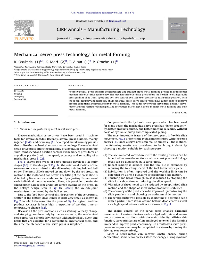 Mechanical servo press technology | PDF | Electric Motor | Servomechanism