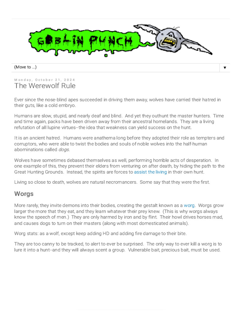 Goblin Punch - The Werewolf Rule | PDF | Werewolves