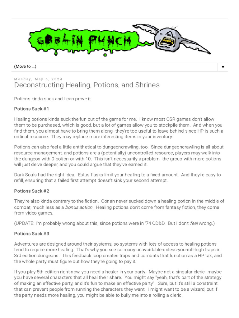 Goblin Punch - Deconstructing Healing, Potions, and Shrines | PDF | Deities