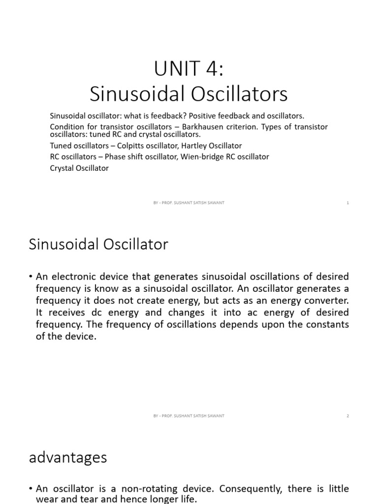 Unit 4 Sinusoidal Oscillators | PDF | Electronic Oscillator | Amplifier