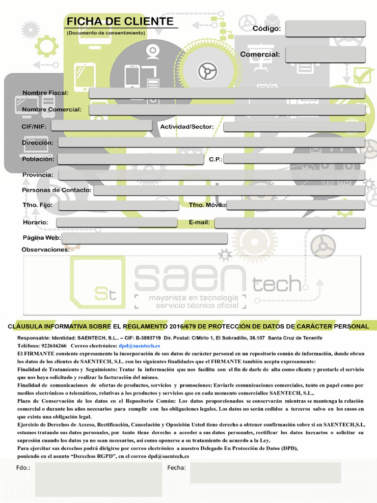 0-Ficha Cliente Nuevo | PDF