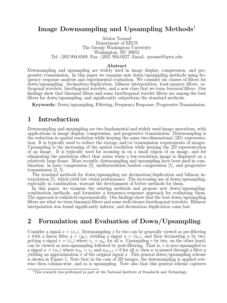 Image Down/Up Sampling Techniques | PDF | Data Compression | Low Pass ...
