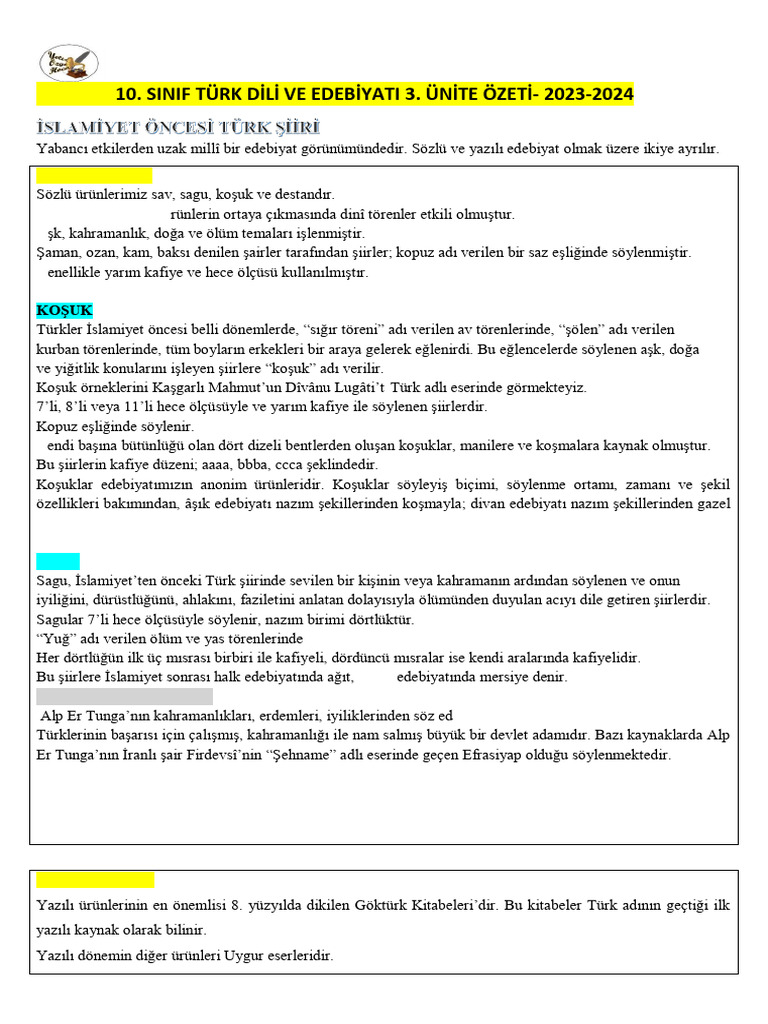 10 Tde 3. Üni̇teözet23-24 | PDF