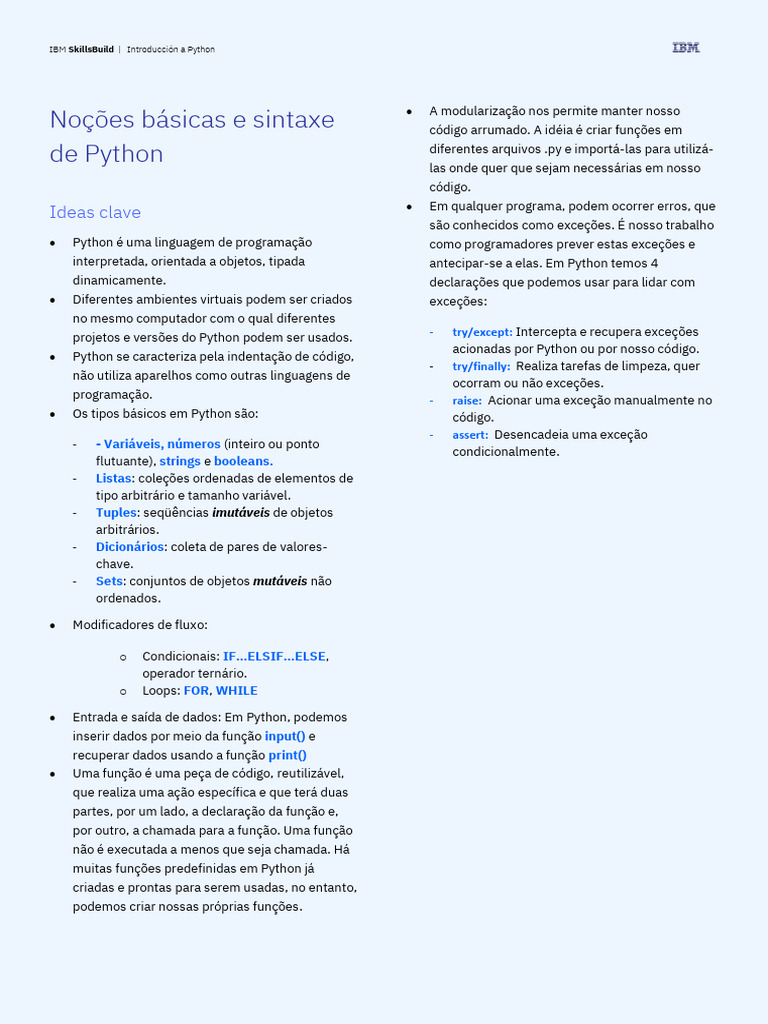 Python Tema5 IdeasClave BR v1 | PDF | Python (linguagem de programação ...