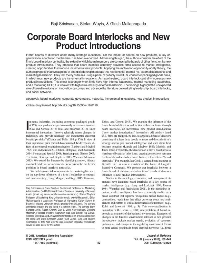 Corporate Board Interlocks and New Product Introductions | PDF ...