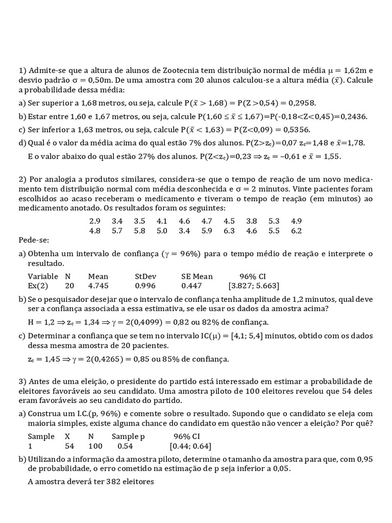 Exercícios de Estatística e Probabilidade | PDF | Probabilidade ...