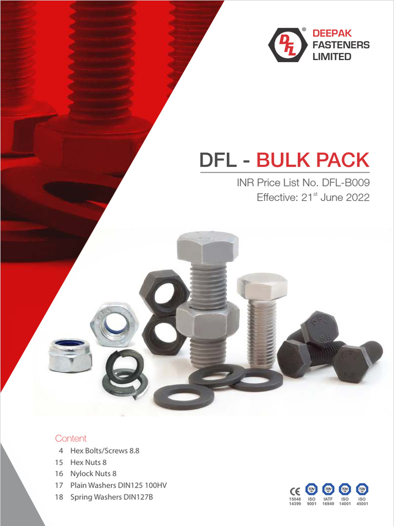 New DFL Bulk Pricelist No.b009 Wef 21st June 2022 | PDF | Screw | Implied Warranty