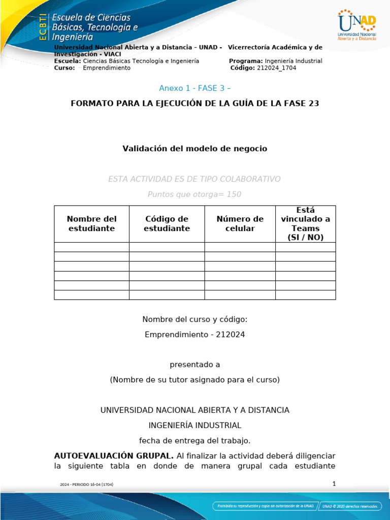 Anexo 1 - Fase 3 - Formato para la ejecución de la guía de la fase 3 ...