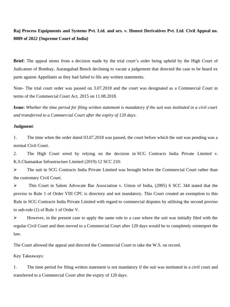 Appeal on Written Statement Deadline | PDF